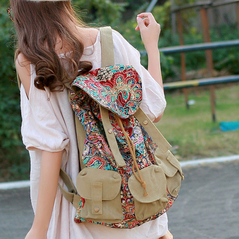 Vintage Ethnic Canvas Traveler Backpack - B on Luulla